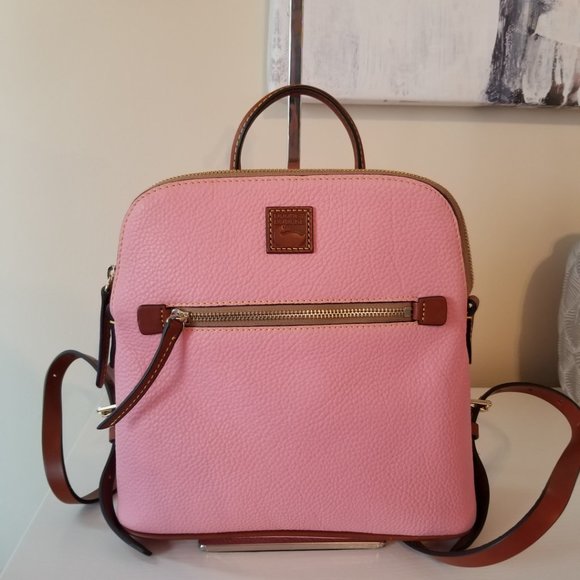 Dooney & Bourke | Bags | Dooney Bourke Pebbled Leather Pink Backpack ...